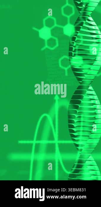 Vertical video: On start DNA helix pulsing, graph rising and aligning ...