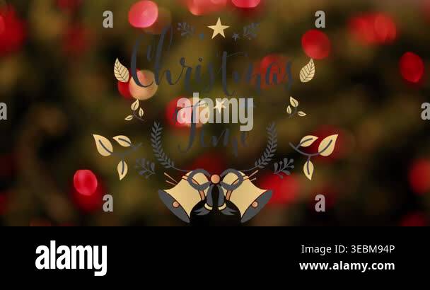 Animation of christmas time text banner over spots of light against ...
