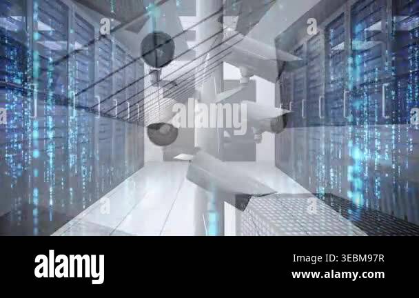 Animation of text with globe and network of connections. Global digital ...