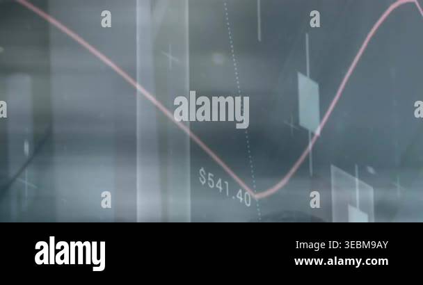 Animation of financial data processing with lines. Global business ...