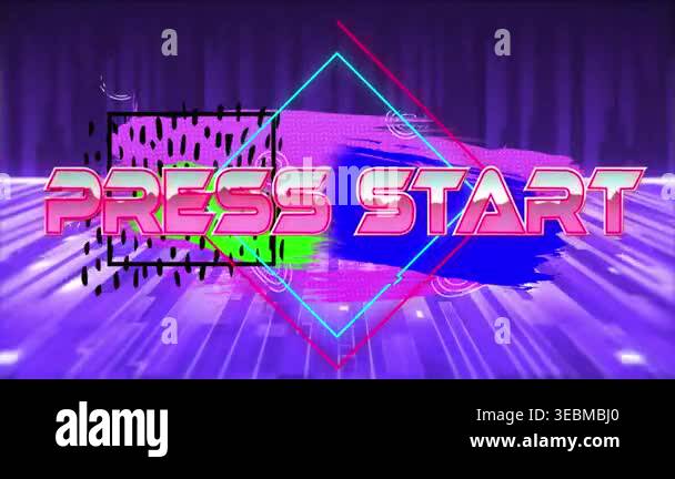 Animation of press start text over strong game and press start press ...