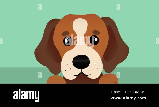 Animation of dog icon with copy space on green background. Animals and ...