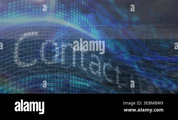 Animation of globe, digital text, network of connections and data ...