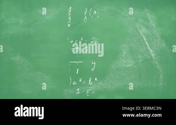 Animation of mathematical equations over blue background. Global ...
