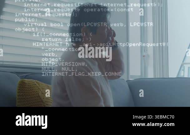 Animation of data processing over lift in office. Global business ...