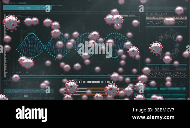 Animation of clock cells over digital interface with data processing ...