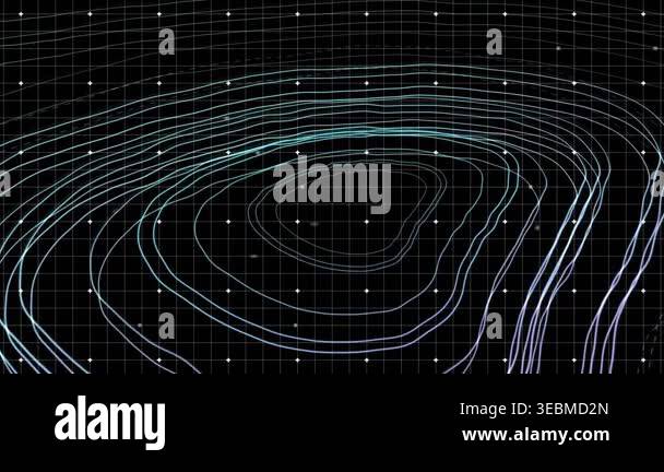 Animation of grid with dots and lines on black background. Global ...