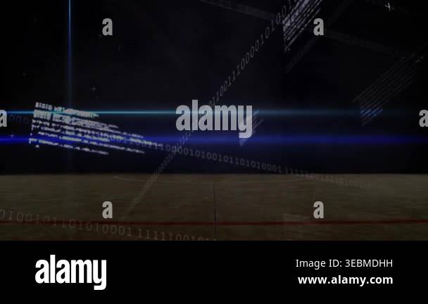 Male athlete dribbling into jump and driving to dunk for sports tech ...