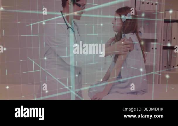 Female doctor holding child patient on exam table wearing stethoscope ...