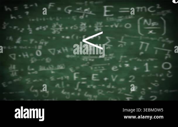 Animation of mathematical equations on green background. Global ...