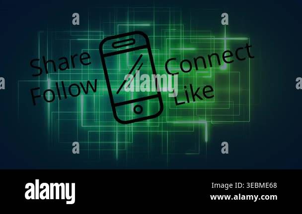 Animation of text with globe and network of connections. Global digital ...
