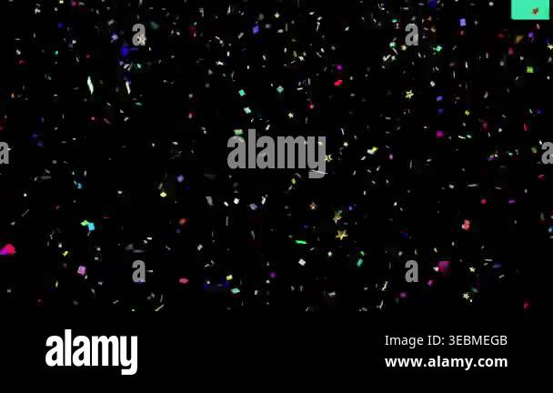 Falling colorful confetti animation on black background, creating ...