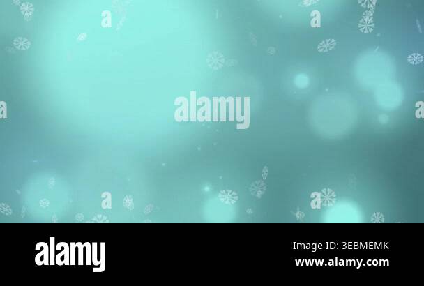 Animation of snowflakes falling against glowing spots of light on blue ...