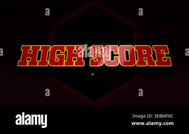 High Score text animation over neon hexagonal shapes on dark background ...