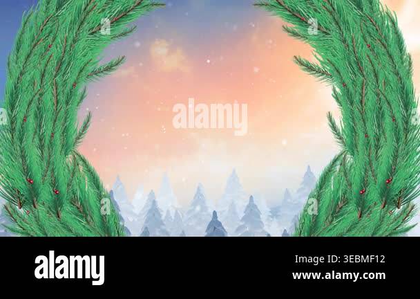 Animation of merry christmas and happy new year text banner against ...