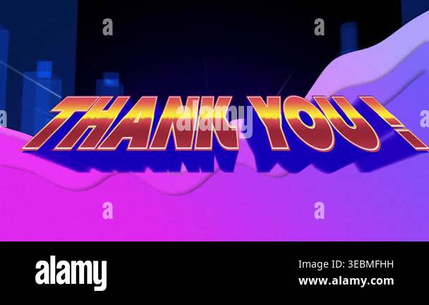Animation of thank you text over shapes. Social media and digital ...
