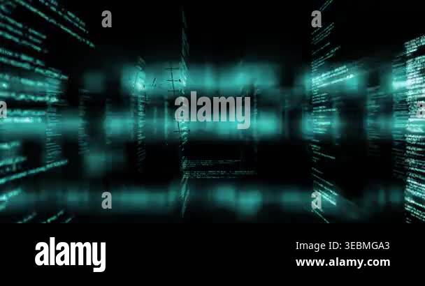 Animation of mathematical equations over data processing on black ...