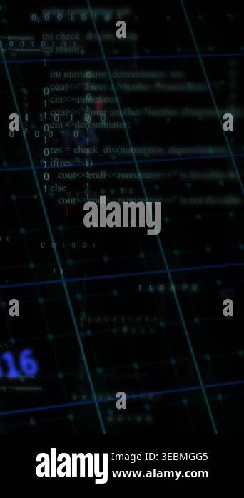 Vertical video: Camera panning starting, numbers pulsing and code ...