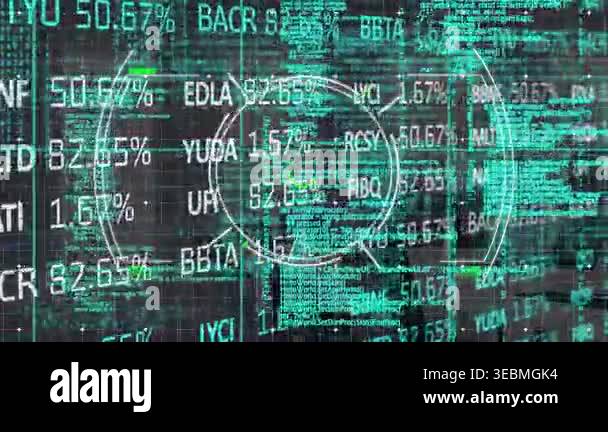 Animation of financial data processing over diagrams. Global business ...