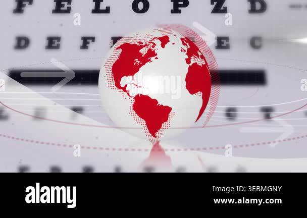 Animation of data processing over globe and letters. Autism awareness ...