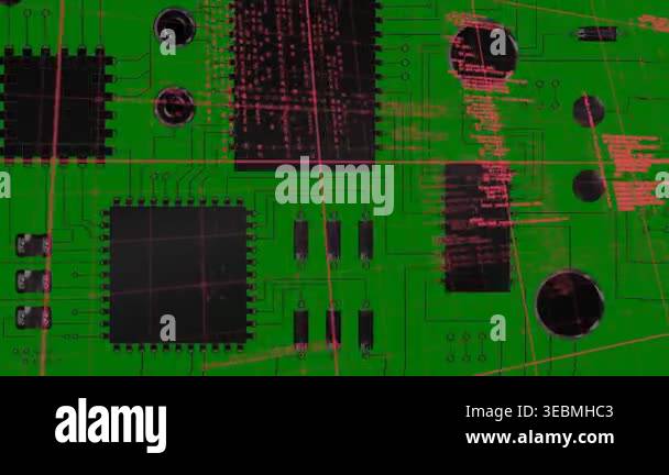 Animation of data processing over computing board. Global technology ...