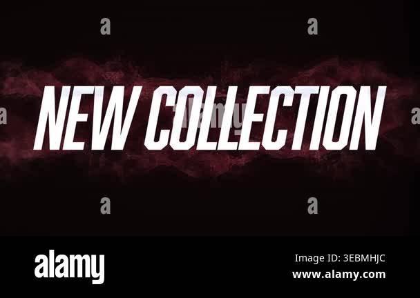 Animation of new collection text over shapes. Social media and digital ...