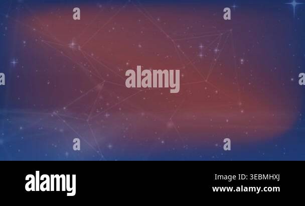 Animation of glowing blue lines and stars over grid. Light and movement ...