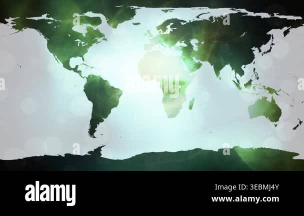 On start world map staying centered while green bloom growing, pulsing ...