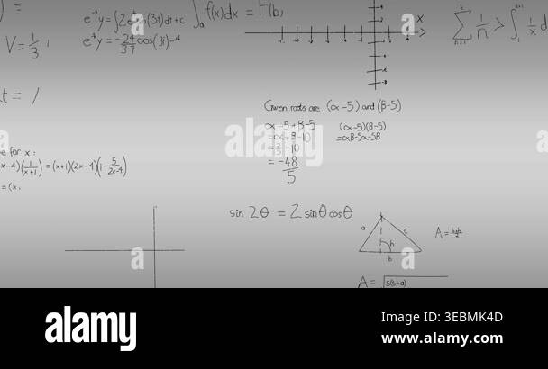 Animation of mathematical equations and diagrams against abstract ...