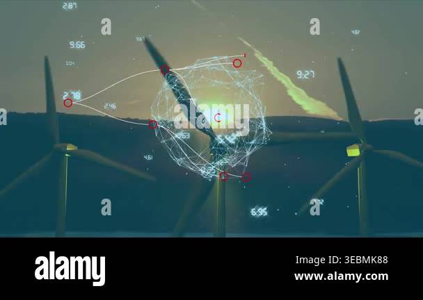 Animation of text with globe and network of connections. Global digital ...