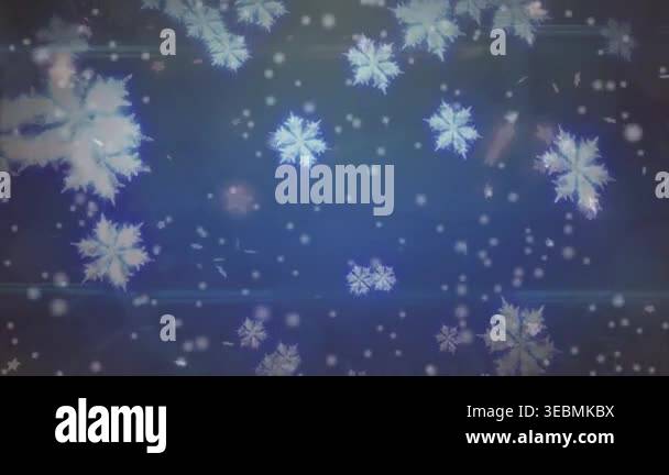 Animation of light spots and snowflakes icons floating with copy space ...