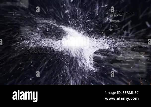 Animation of data processing over black background. Abstract background ...