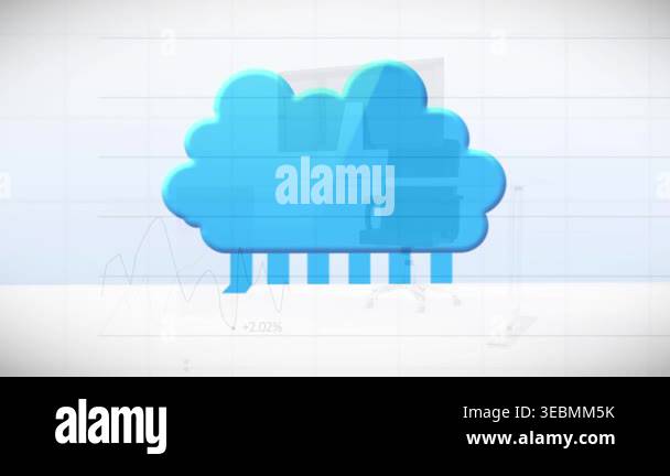 Animation of data processing over diverse business people in office ...