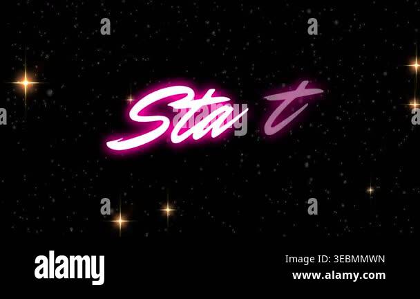 Animation of start text over stars on black background. Social media ...