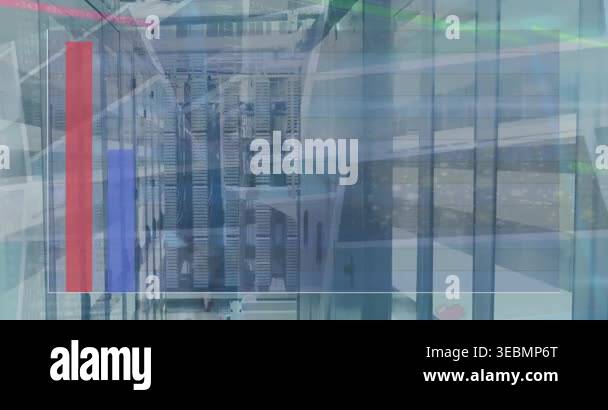 Animation of graphs and data processing over servers. Network ...