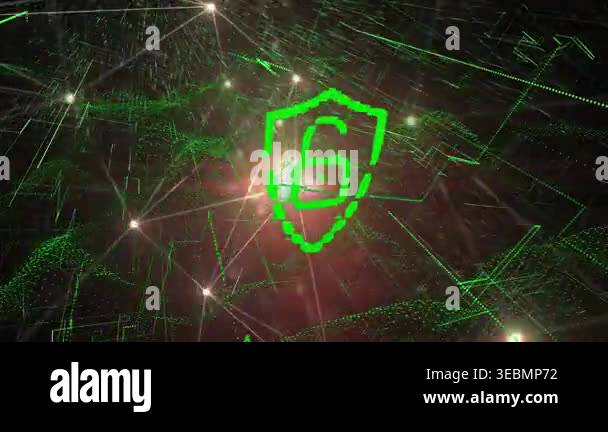 Animation of neon qr code with glowing tunnel over black background ...