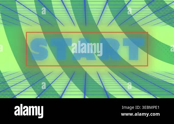 Animation of start text over shapes. Social media and digital interface ...