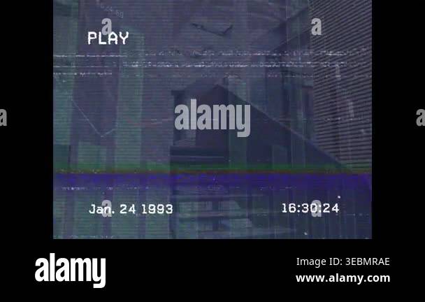 Animation of video tape with glitch over caucasian businessman walking ...