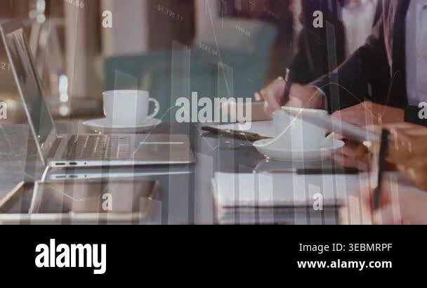 Statistical data processing against caucasian businessman and ...