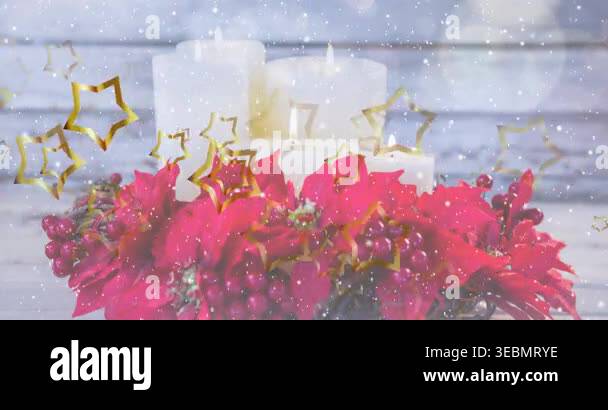 Digital animation of multiple golden stars icons against black ...