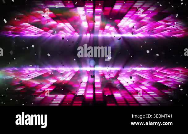 Animation of light spots over confetti. Party, celebration and digital ...