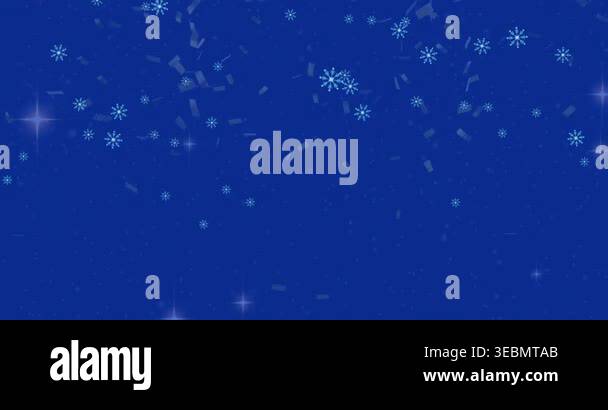 Animation of snowflakes, shining stars and confetti falling against ...