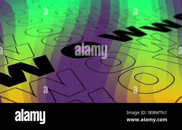 Animation of wow text over colorful patterned background. Global data ...