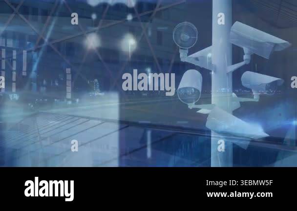 Animation of text with globe and network of connections. Global digital ...