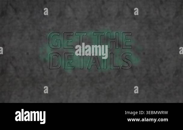 Animation of neon green get the details text banner against textured ...