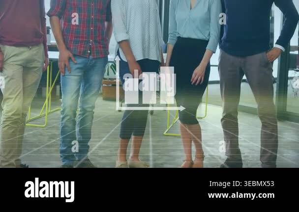 Animation of diagram over diverse business people in office. Global ...