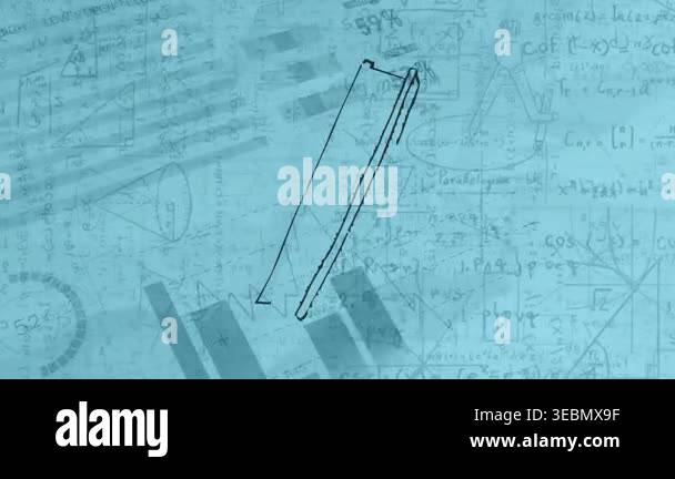 Animation of ladder over math formulas on blue background. Math ...
