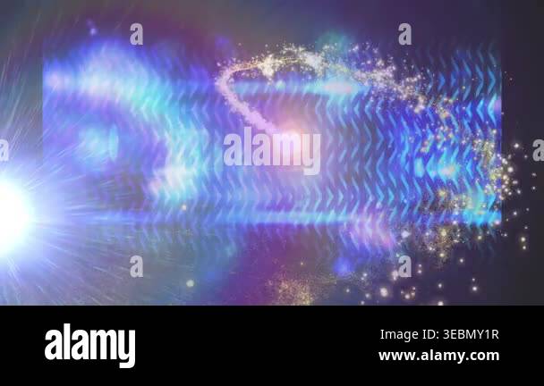 Animation of yellow and pink neon hexagons over yellow and blue ...