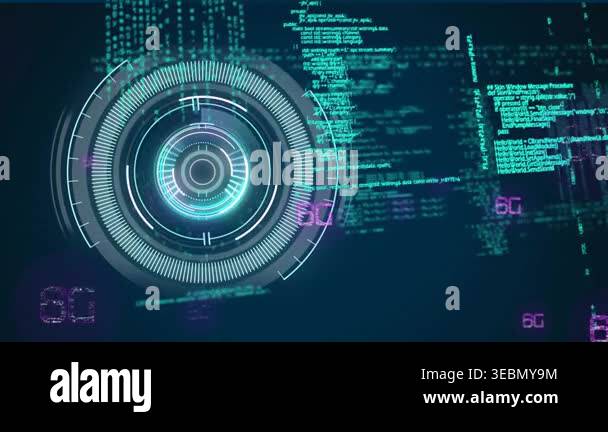 Animation of a scope scanning and data processing with 6g text on ...