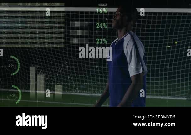 Goalkeeper on field, overlays appearing, ball launching, securing ball ...